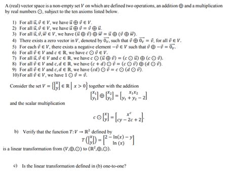 solved a real vector space is a non empty set v on which