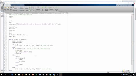 bisection method matlab numerical analysis root finding youtube