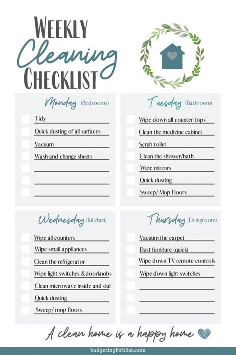 Free Cleaning Checklists Daily Weekly And Monthly Budgeting For