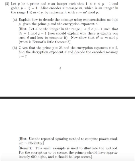 solved 5 let p be a prime and e an integer such that 1