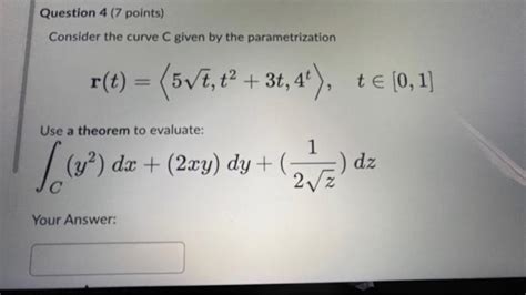 solved consider the curve c given by the parametrization