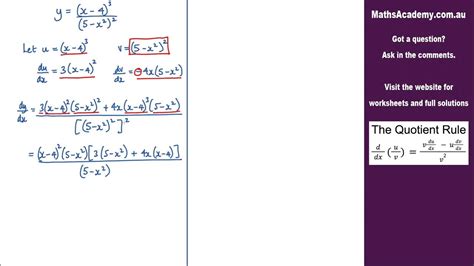 how to differentiate using the quotient rule youtube