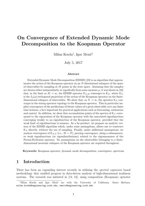 pdf on convergence of extended dynamic mode decomposition to the koopman operator