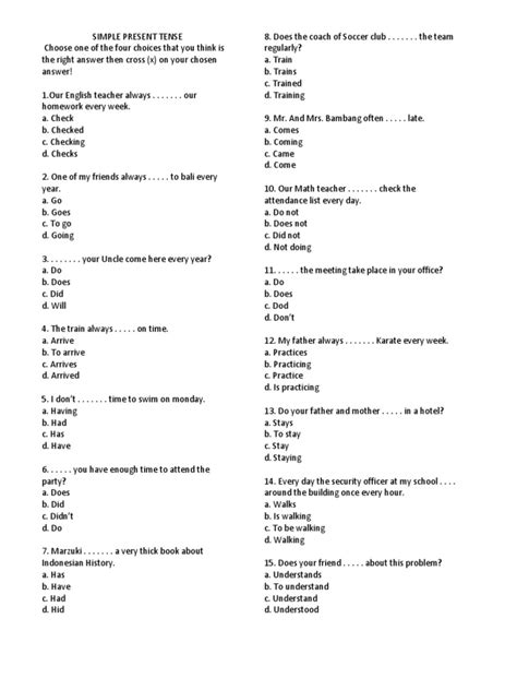 Soal Simple Present Tense Pdf