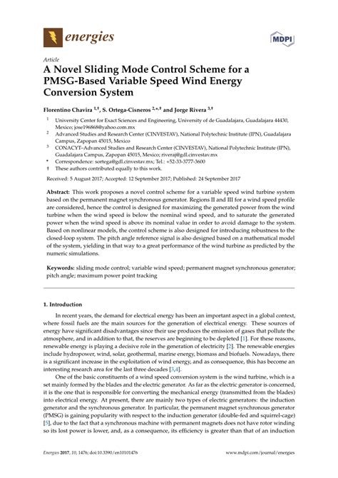 pdf a novel sliding mode control scheme for a pmsg based variable speed wind energy conversion