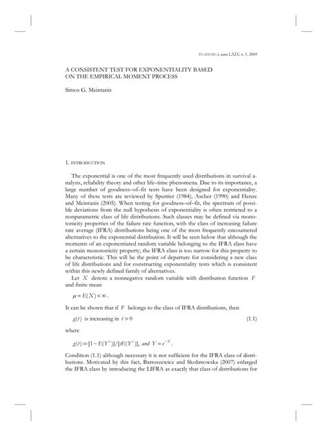 pdf a consistent test for exponentiality based on the empirical moment process