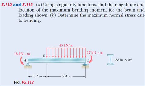 solved 5 112 and 5 113 a using singularity functions find