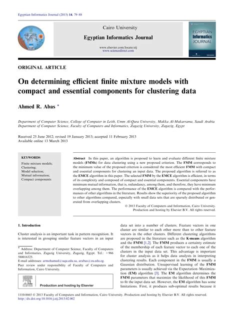 pdf on determining efficient finite mixture models with compact and essential components for
