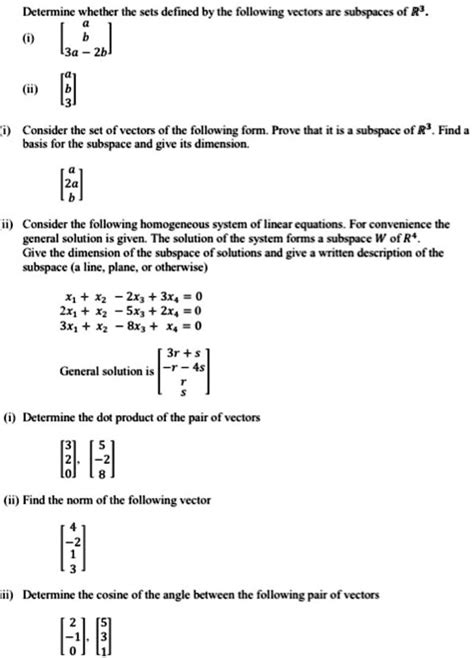 solved determine whether the sets defined by the following vectors are subspaces of r