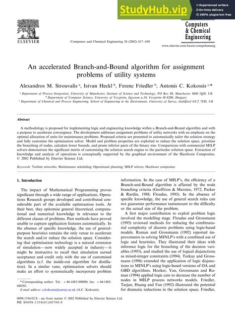 an accelerated branch and bound algorithm for assignment problems of utility systems pdf