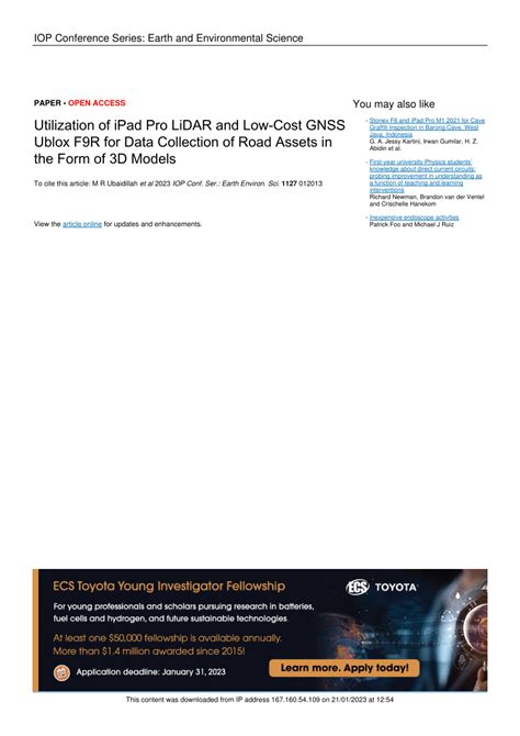 pdf utilization of ipad pro lidar and low cost gnss ublox f9r for data collection of road