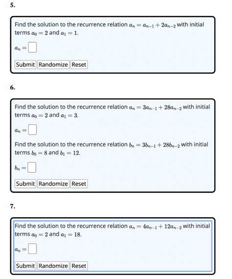 solved find the solution to the recurrence relation