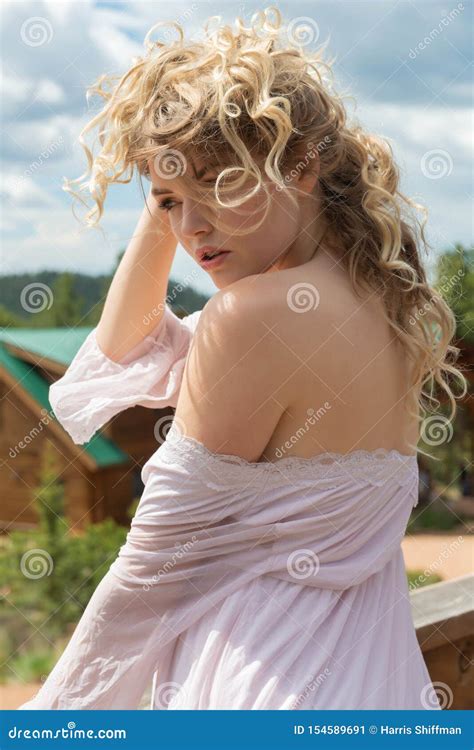 Blonde In White Stock Image Image Of Long Gorgeous 154589691