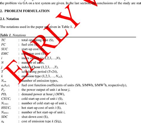 table 1 from unit commitment problem with emission cost constraints by using genetic algorithm