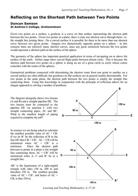 Reflecting On The Shortest Path Between Two Points