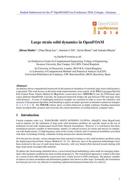 pdf large strain solid dynamics in openfoam