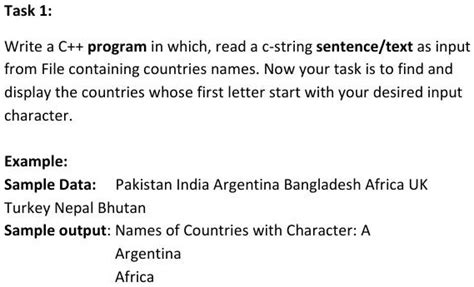 solved task 1 write a c program in which read a c string sentence text as input from file