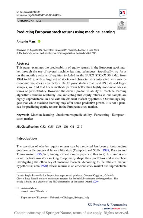 predicting european stock returns using machine learning