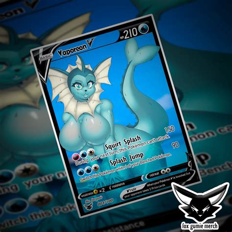 Vaporeon Pokemon Card Full Art Pokemon V Vaporeon Custom Holographic Card Nsfw Furry Sexy