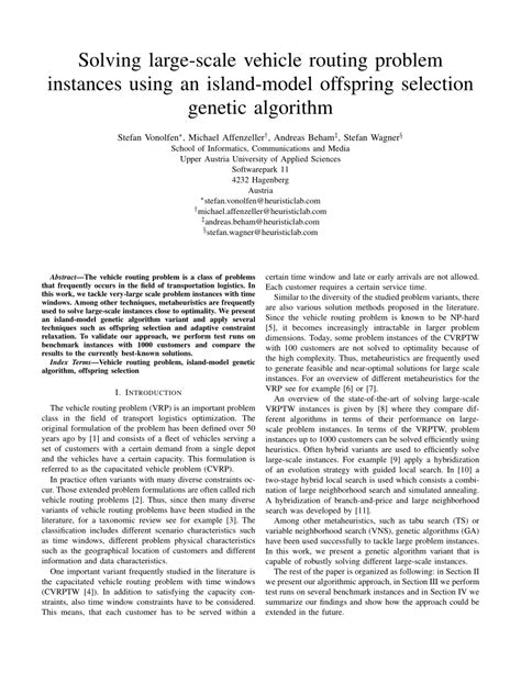 pdf solving large scale vehicle routing problem instances using an island model offspring