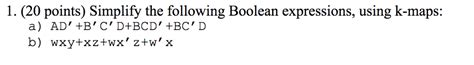 solved 1 20 points simplify the following boolean