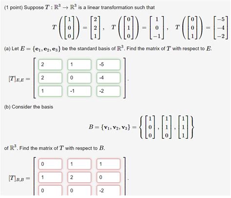 solved 1 point suppose t r3 → r3 is a linear