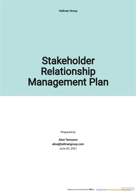 Stakeholder Engagement Plan Template Google Docs Word Apple Pages
