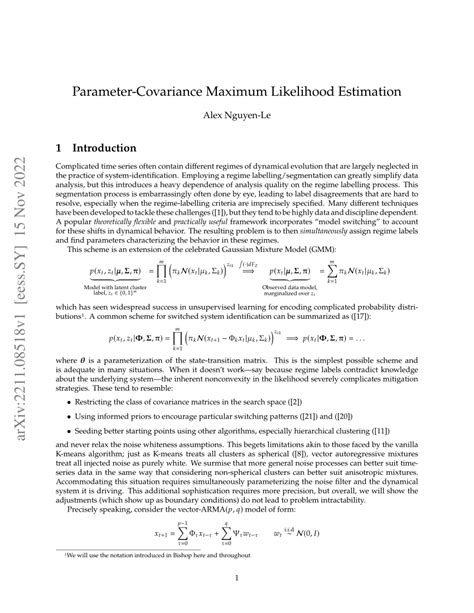 pdf parameter covariance maximum likelihood estimation