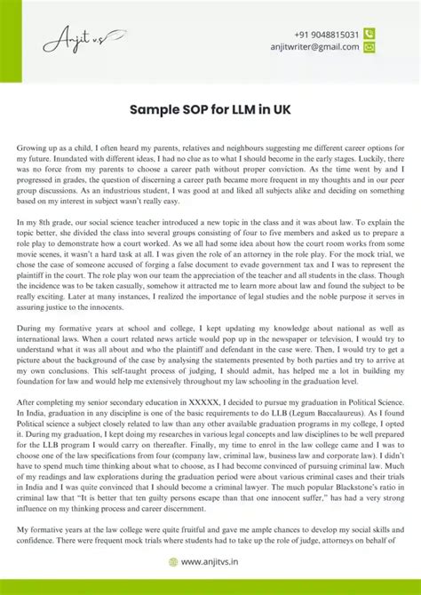 How To Write A Statement Of Purpose For Law SOP For LLM