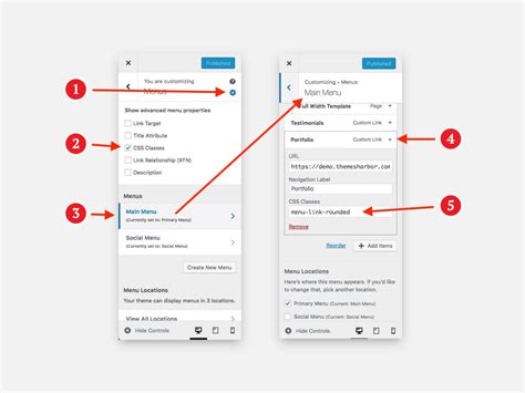 add css class to a wordpress menu themes harbor