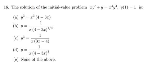 solved 16 the solution of the initial value problem xy y