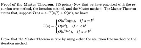 solved proof of the master theorem 15 points now that we