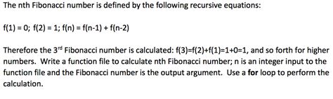 solved the nth fibonacci number is defined by the following