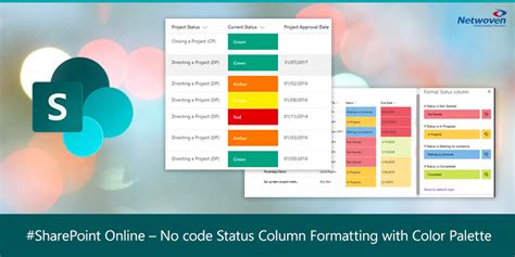 SharePoint Online No Code Status Column Formatting With Color Palette