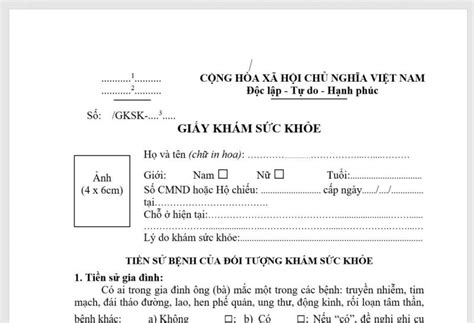 Tìm hiểu mẫu giấy khám sức khỏe đi nước ngoài chuẩn nhất