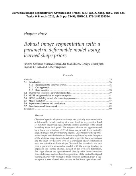pdf robust image segmentation with a parametric deformable model using learned shape priors