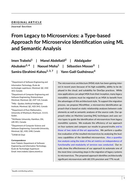 pdf from legacy to microservices a type‐based approach for microservices identification using