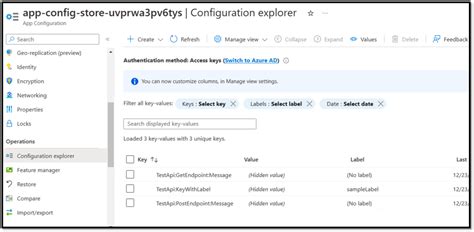create azure app configuration service using bicep