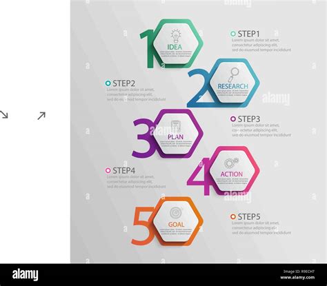 Paper Vertical Infographic Template With 5 Hexagon Options For