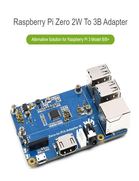adaptador waveshare raspberry pi zero 2w a 3b para raspberry pi 3 mod