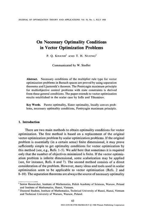 pdf on necessary optimality conditions in vector optimization problems