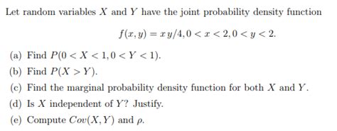 solved let random variables x and y have the joint