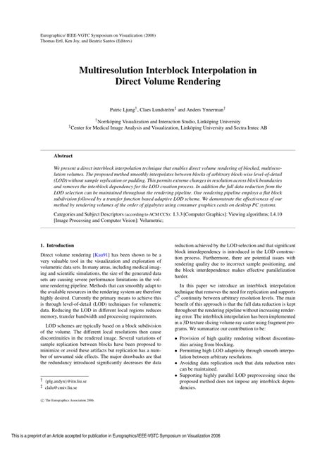 pdf multiresolution interblock interpolation in direct volume rendering