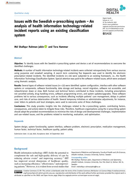 pdf issues with the swedish e prescribing system an analysis of health information technology