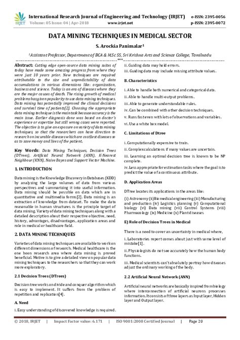 pdf data mining techniques in medical sector irjet journal
