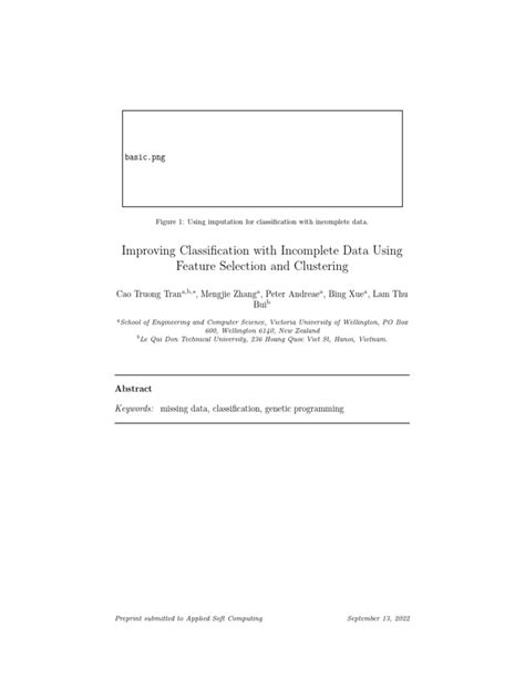 improving performance of classification on incomplete data using feature selection and