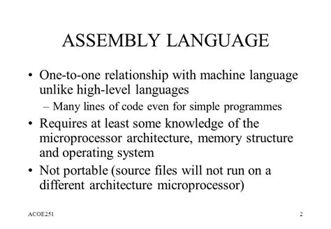acoe2511 assembly language for the 80x86 pentium intel microprocessors lecturer dr