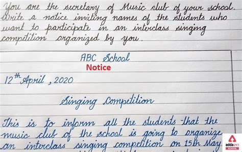 Notice Writing Format For Class 12 With Examples Writing Classes