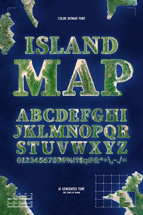 Island Map Color Bitmap Font MasterBundles