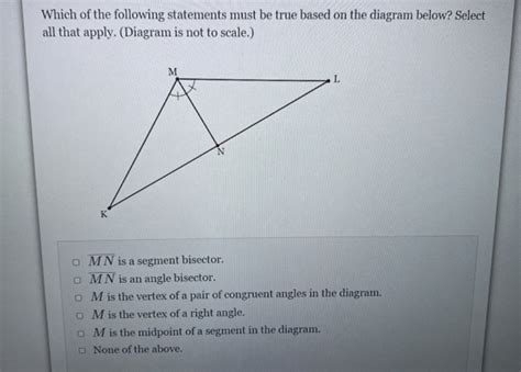 solved which of the following statements must be true based on the diagram below select all